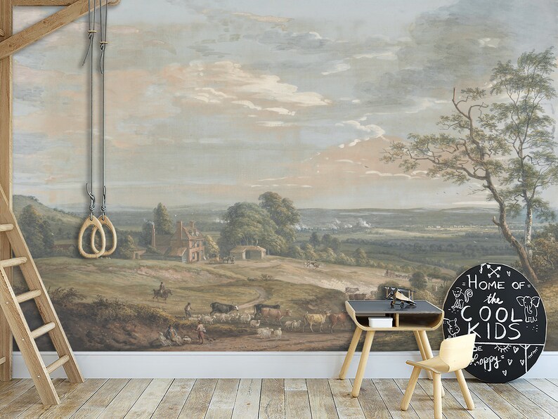 Rural Wallpaper Wall Art Mural Peel and Stick Landscape - Etsy