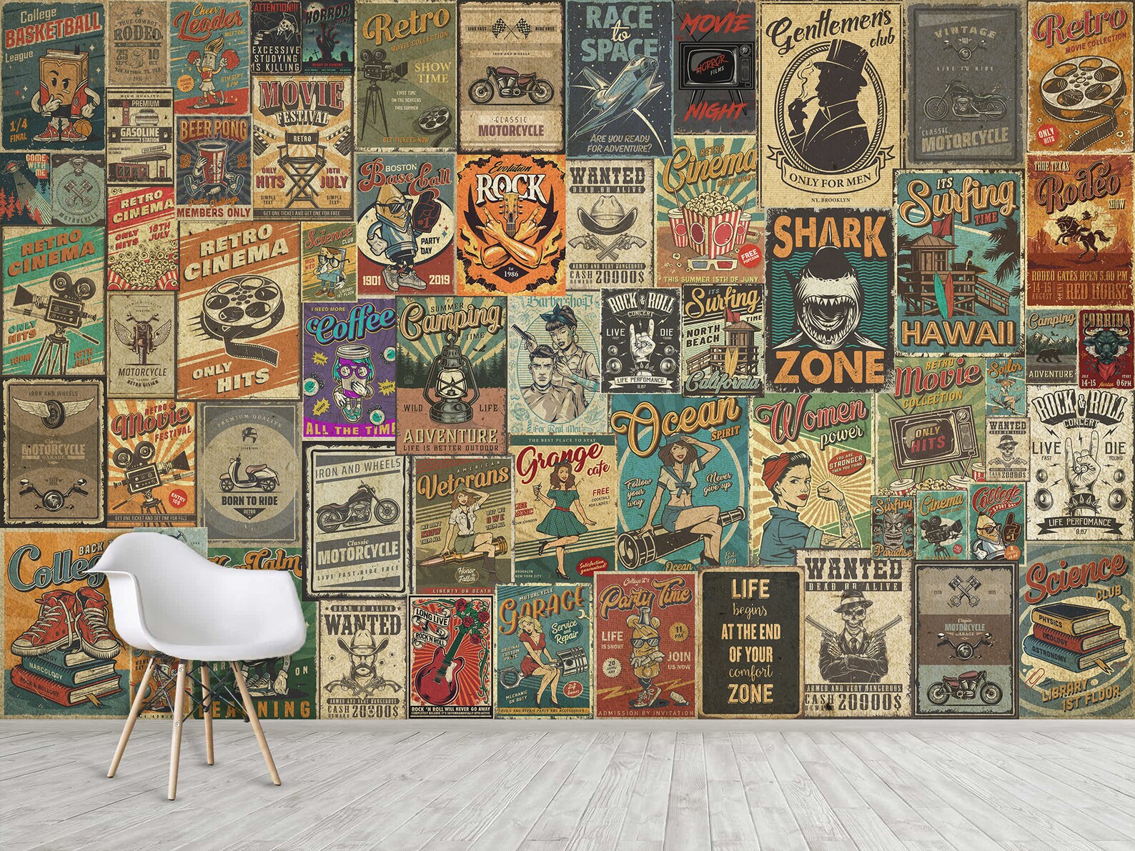 Retro Poster Wallpaper Pop Art Vintage Mural Collage Original - Etsy