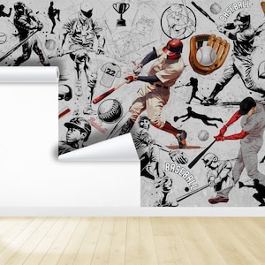 Graffiti Baseball Wallpaper & Sport Wall Mural Gym Decor Urban Street ...