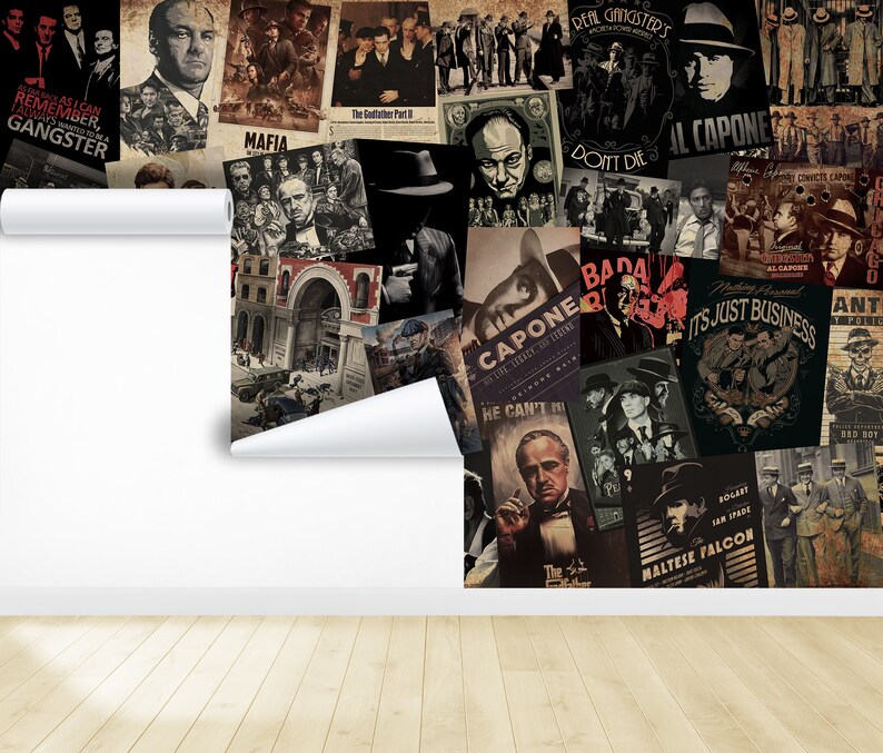 Mafia & Gangsters Wallpaper Vintage Wall Mural Famous Gangsters Retro ...