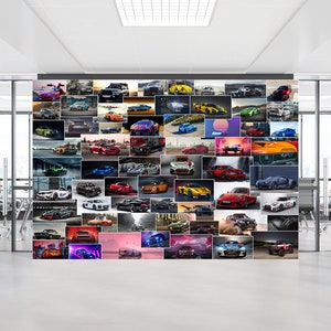 Cars Collage Wallpaper Kids Room Decor Sports Car & Wall Mural - Etsy