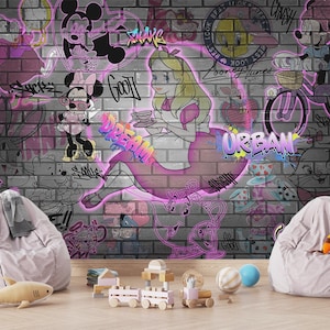 Princess Graffiti Cartoon Kids Wallpaper Wall Mural & Urban Street Art ...