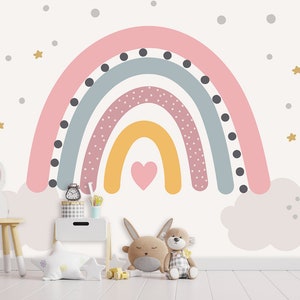 Boho Wallpaper Rainbow Pastel Mural Nursery Peel and Stick - Etsy