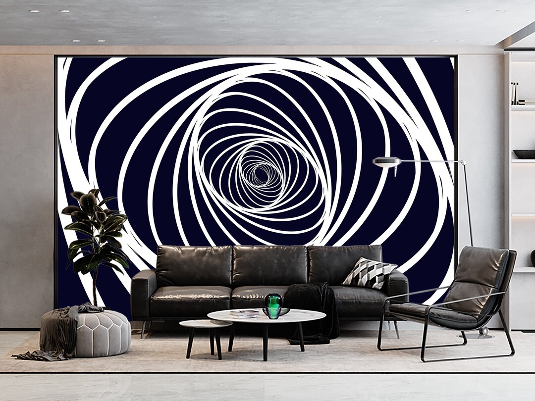 3D Optical Illusion Vortex Wallpaper & Geometric Abstract Art Wall ...