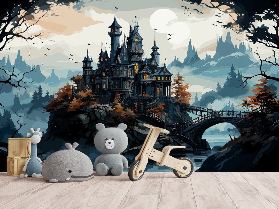 Kids Fantasy Castle Wallpaper & Wall Mural Print Wizards Magical Castle ...