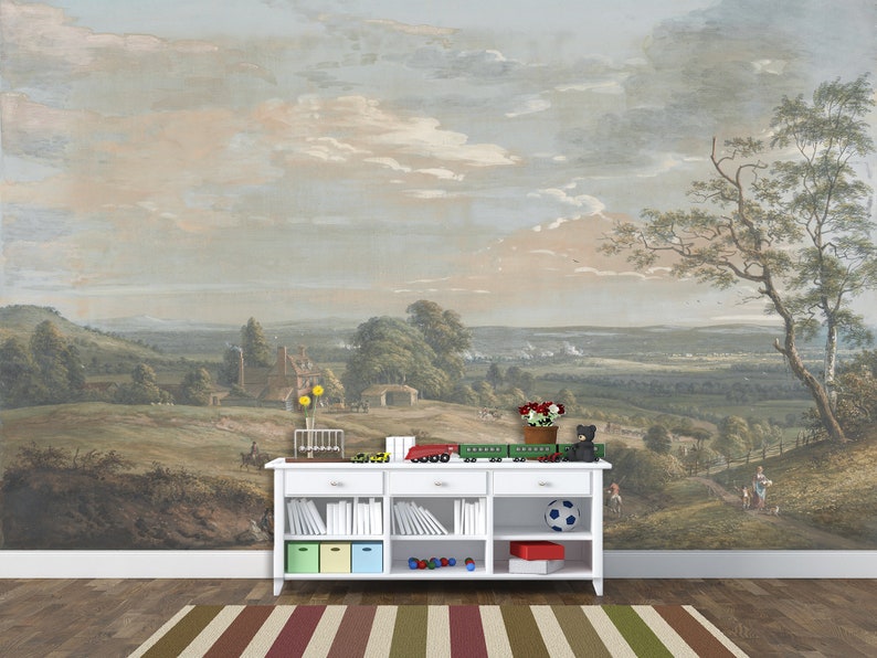 Rural Wallpaper Wall Art Mural Peel and Stick Landscape & - Etsy