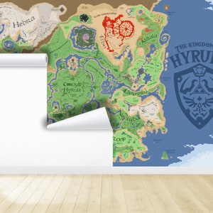 Zelda Map Hyrule Wallpaper & Gaming Mural Wall Art Legend of Zelda ...