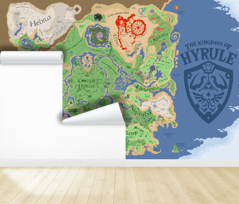 Zelda Map Hyrule Wallpaper & Gaming Mural Wall Art Legend of Zelda ...