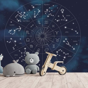 Star Chart Wallpaper Astrology Zodiac & Wall Mural Print Sky Stars Map ...