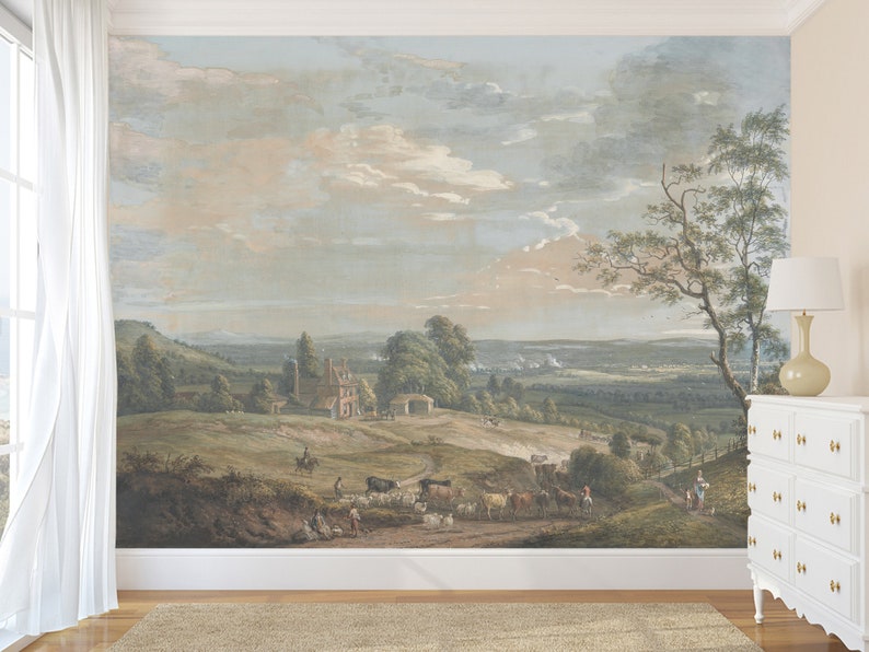 Rural Wallpaper Wall Art Mural Peel and Stick Landscape - Etsy