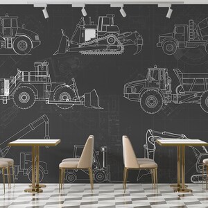 Engineering Vehicles Blueprint Wallpaper Gray Construction Heavy ...