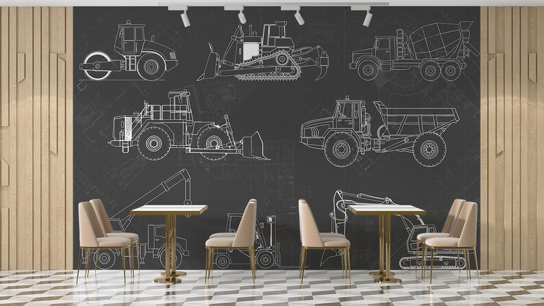 Engineering Vehicles Blueprint Wallpaper Gray Construction Heavy ...