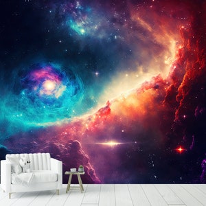 Space Wallpaper Wall Mural & Galaxy Cosmic Astronomy Universe Peel and ...