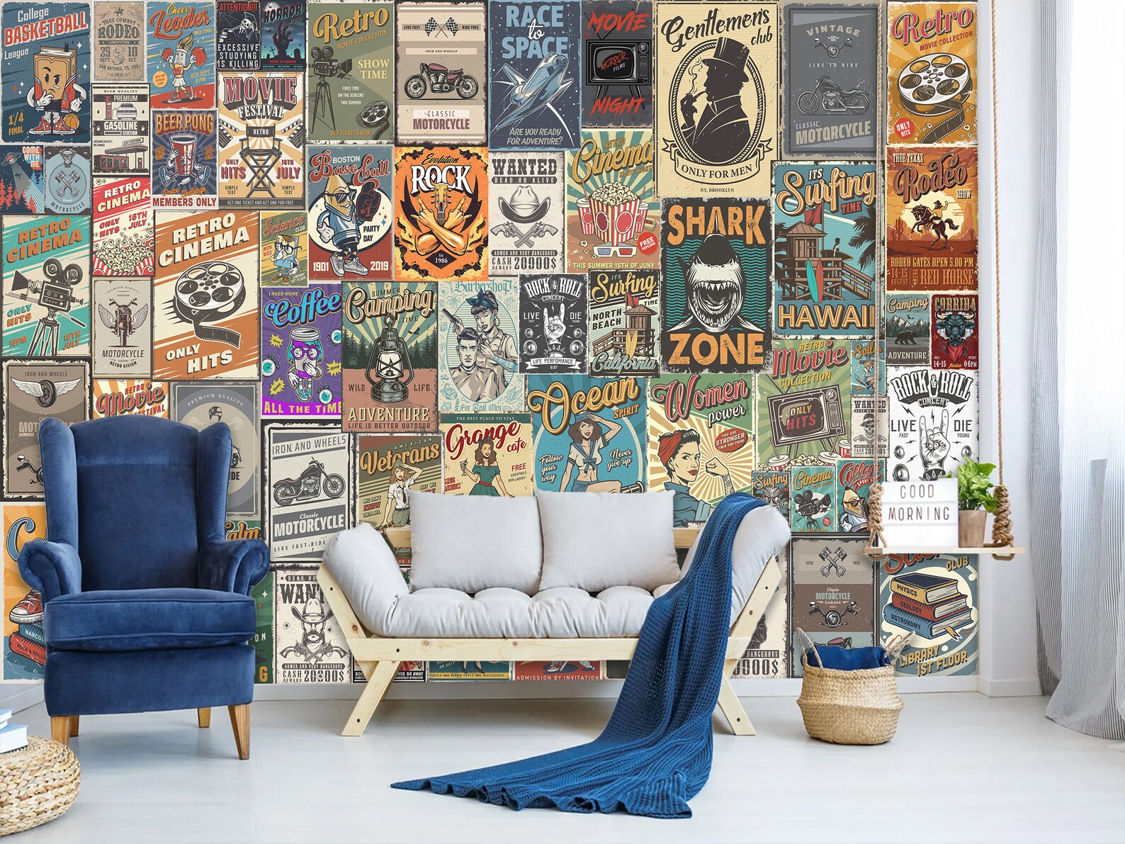 Retro Pop Art Original Poster Wallpaper Peel and Stick Vintage - Etsy