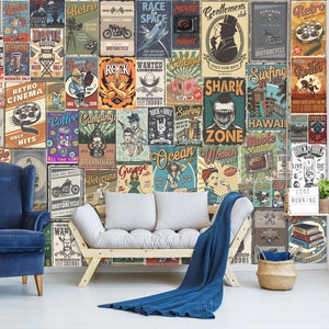 Retro Pop Art Original Poster Wallpaper Peel and Stick Vintage - Etsy