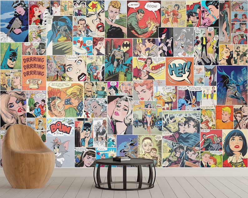 Pop Art Wallpaper Mural & Retro Comics Peel and Stick - Etsy