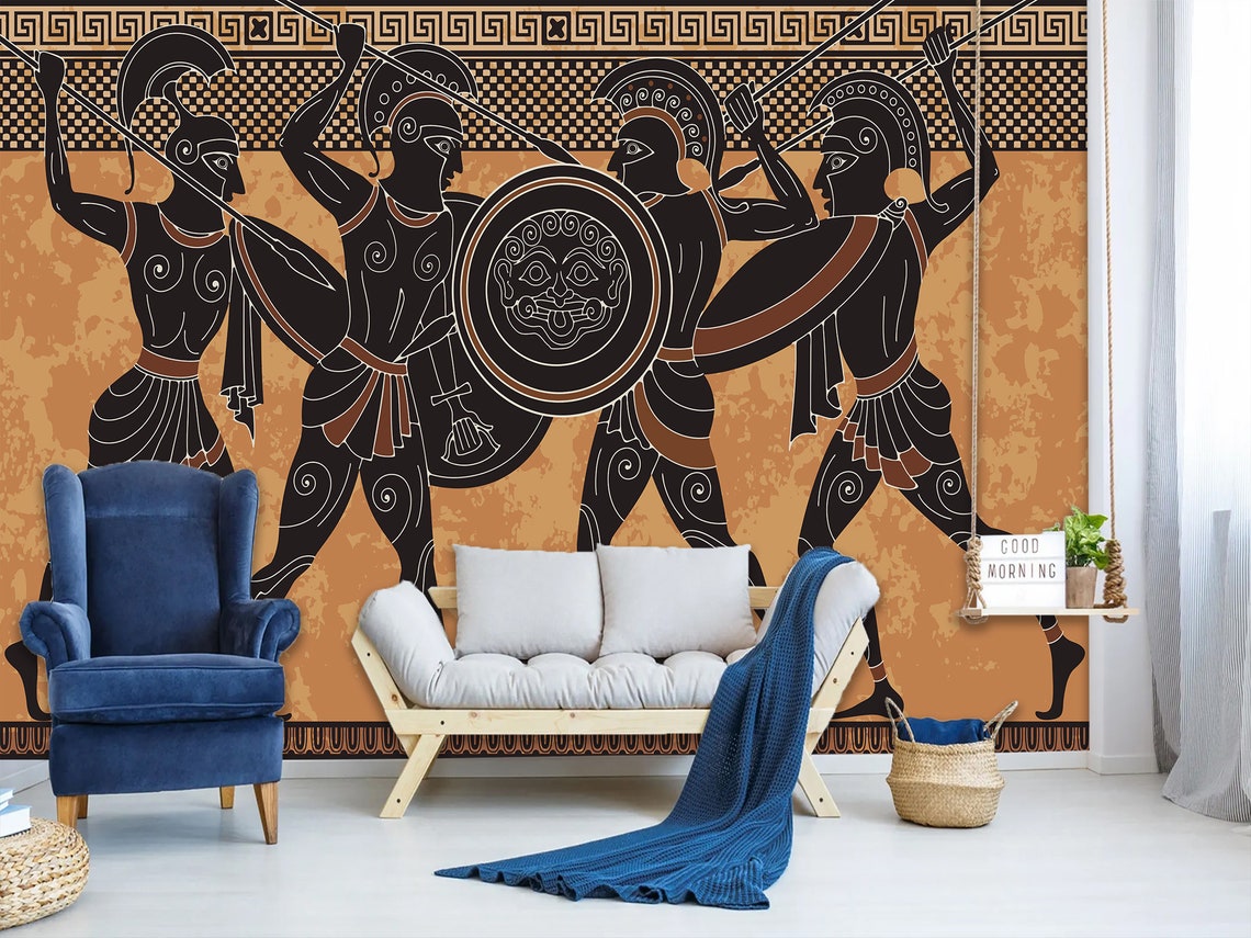 Sparta Greek Warriors Wallpaper Ancient Greek Mythology Wall - Etsy