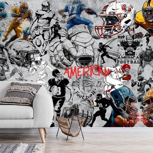 Graffiti American Football Wallpaper & Sport Wall Mural Gym Decor Urban ...