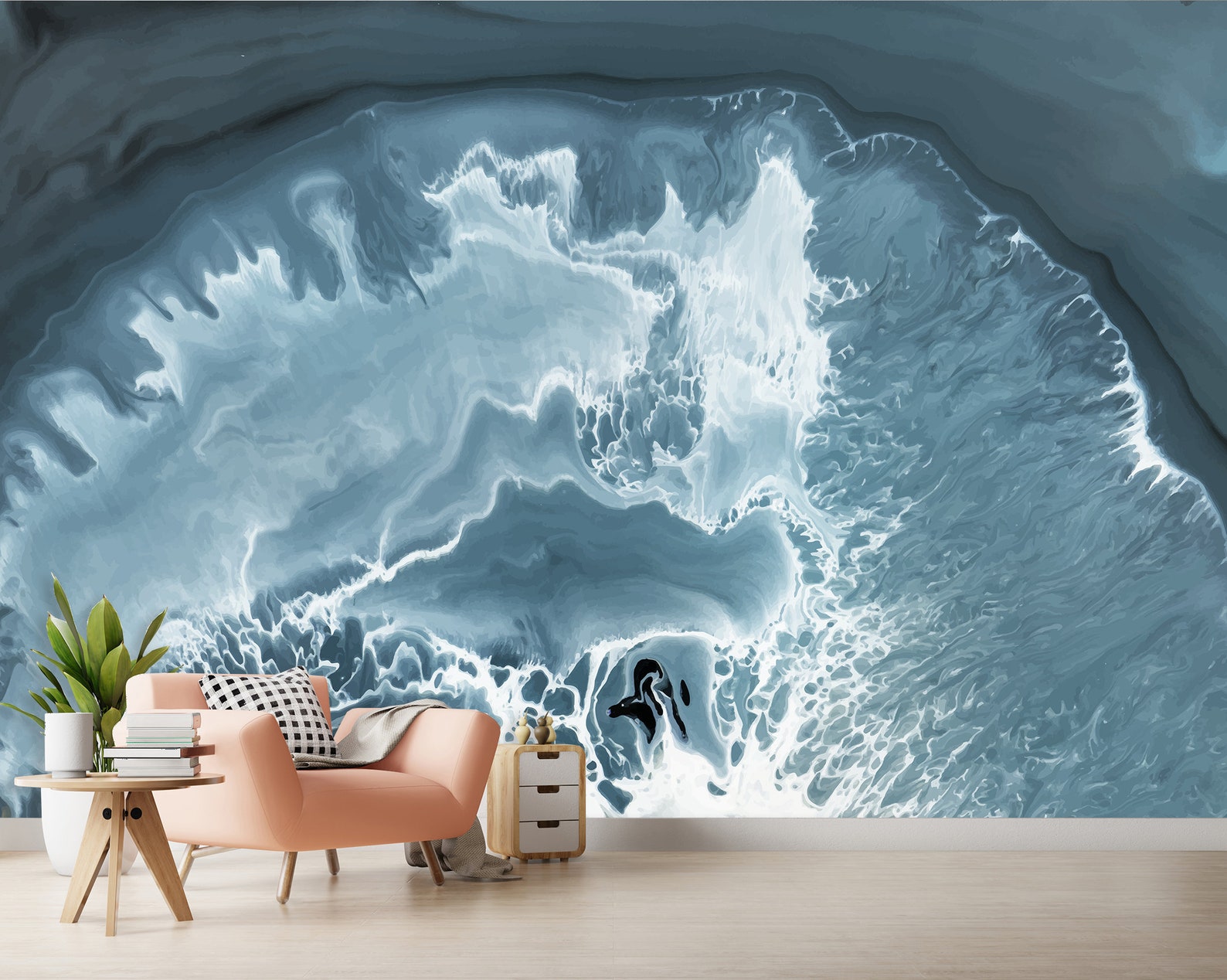 Mural Water Mural Underwater Wallpaper Abstract Mural Sea Wave - Etsy