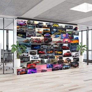 Cars Collage Wallpaper Kids Room Decor Sports Car & Wall Mural Cars ...