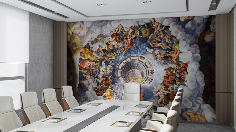 Giulio Romano Wallpaper Home of the Gods Reproduction Wall Mural Fresco ...