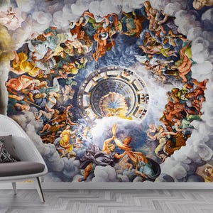 Giulio Romano Wallpaper Home of the Gods Reproduction Wall Mural Fresco ...