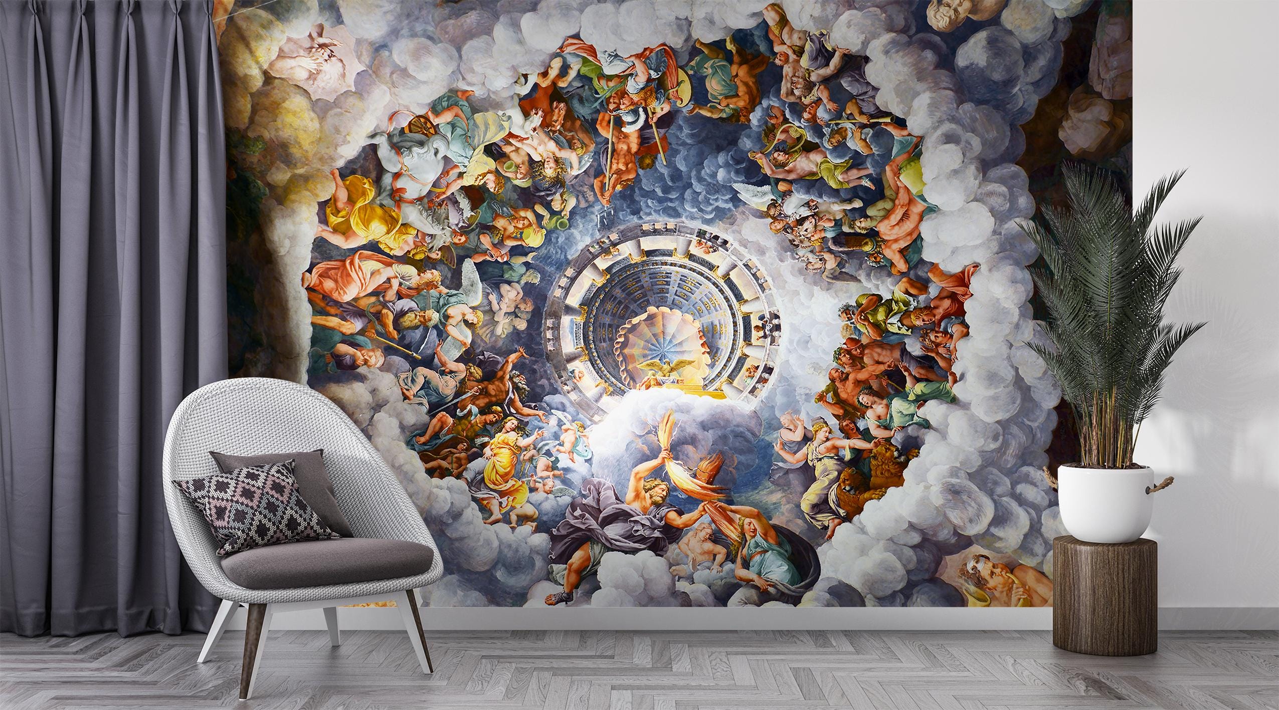 Giulio Romano Wallpaper Home of the Gods Reproduction Wall Mural Fresco ...