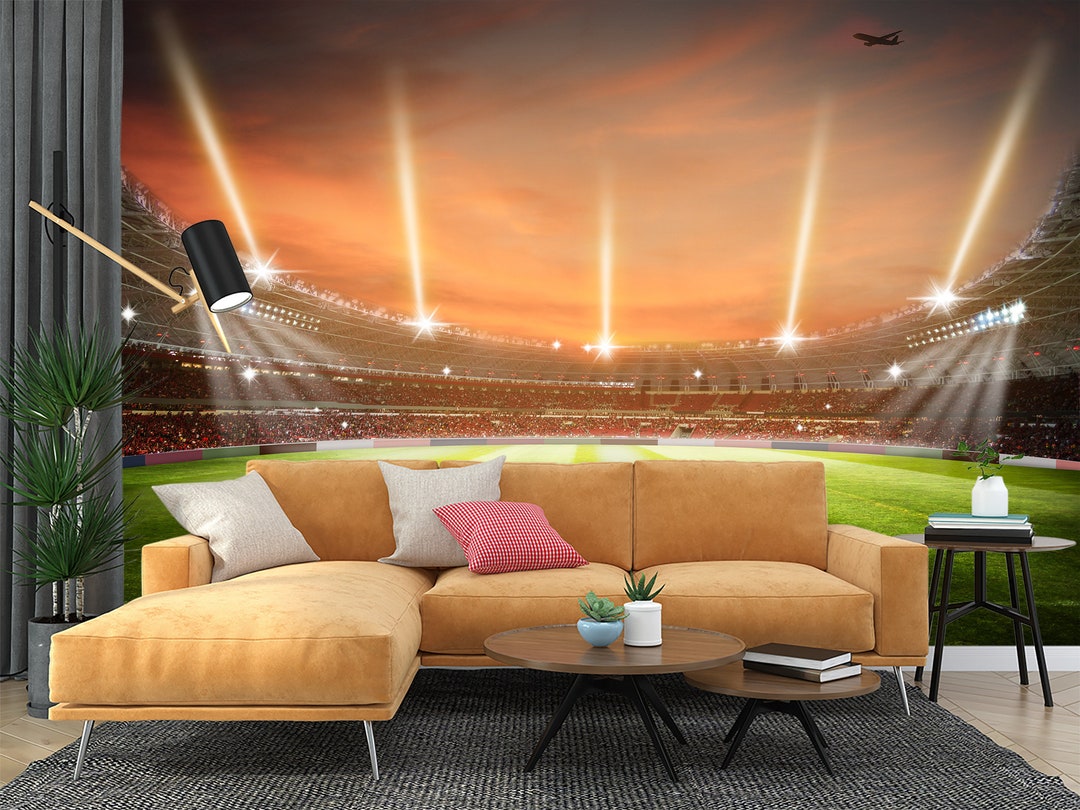 Stadium Football Wall Mural & Soccer Field Wallpaper Sport Modern ...