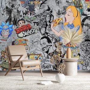 Cartoon Graffiti Street Art Wallpaper Urban Street Art Modern - Etsy