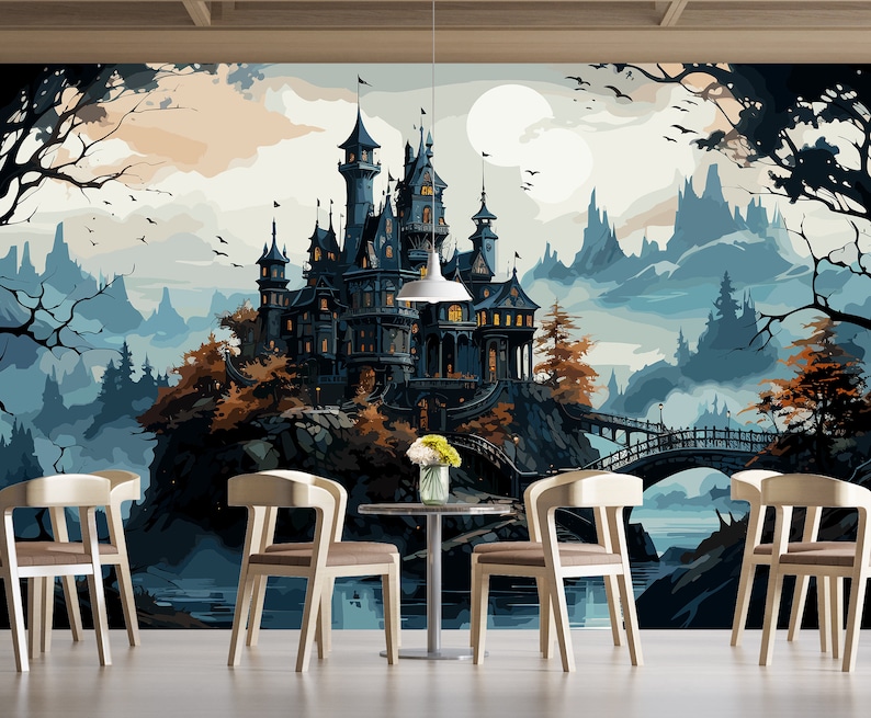 Kids Fantasy Castle Wallpaper & Wall Mural Print Wizards Magical Castle ...