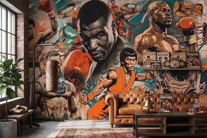 Boxing Legends Wallpaper Mural: Sports Gym Wall Print Decor - Etsy Israel