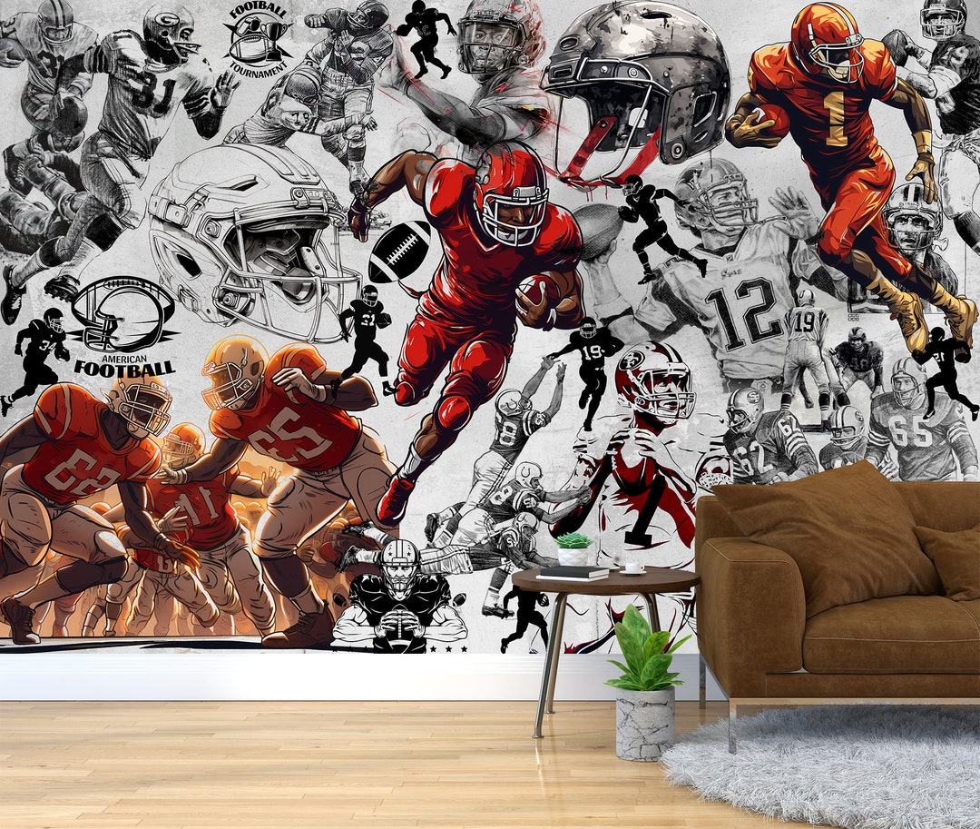 American Football Graffiti Wallpaper & Sport Wall Mural Gym Decor Urban ...