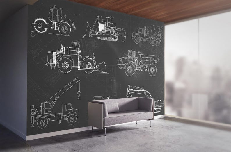 Engineering Vehicles Blueprint Wallpaper Gray Construction Heavy ...