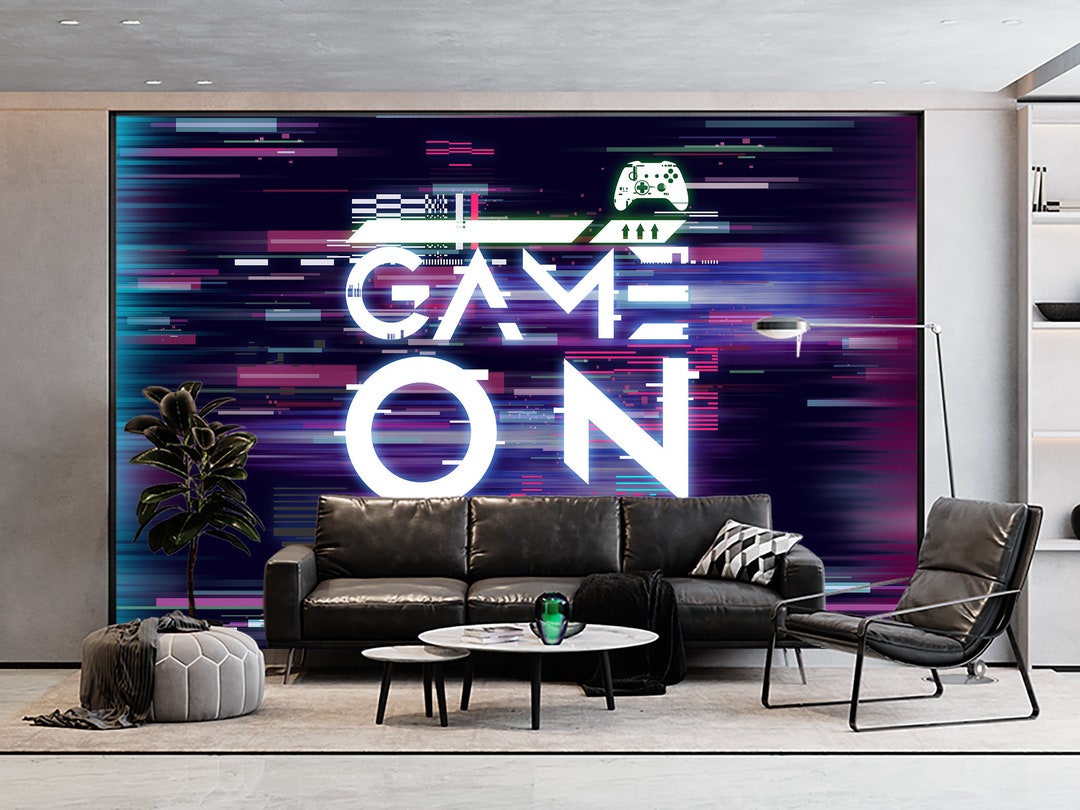 Game on Controller Wallpaper & Decor Games Room Wall Mural Teen Player ...