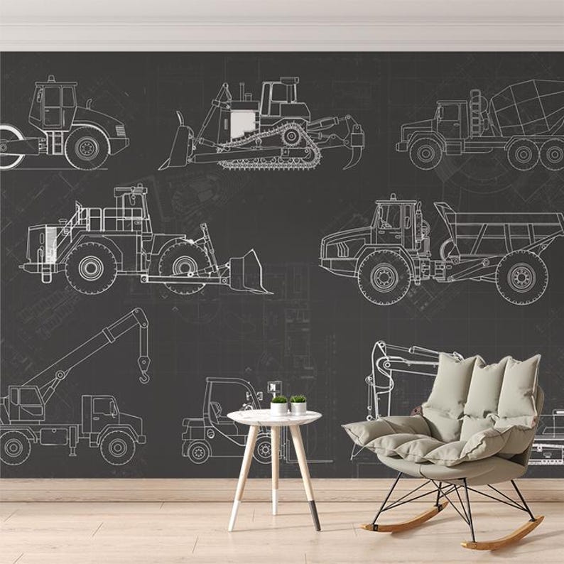 Engineering Vehicles Blueprint Wallpaper Gray Construction Heavy ...