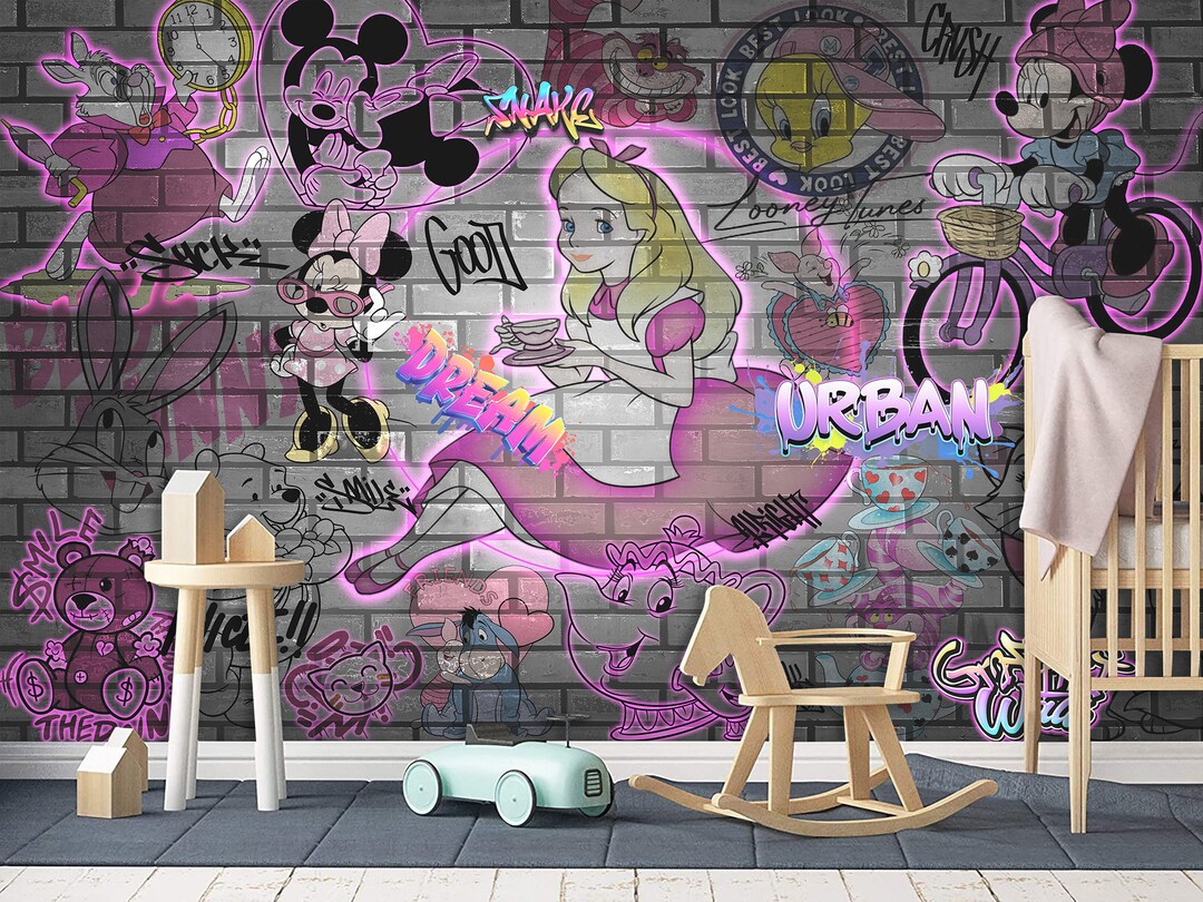 Princess Graffiti Cartoon Kids Wallpaper Wall Mural & Urban Street Art ...
