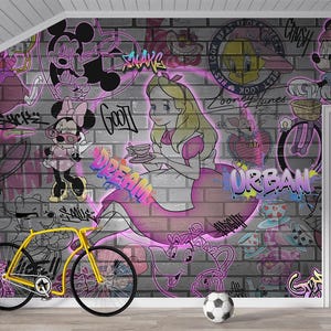 Princess Graffiti Cartoon Kids Wallpaper Wall Mural & Urban Street Art ...