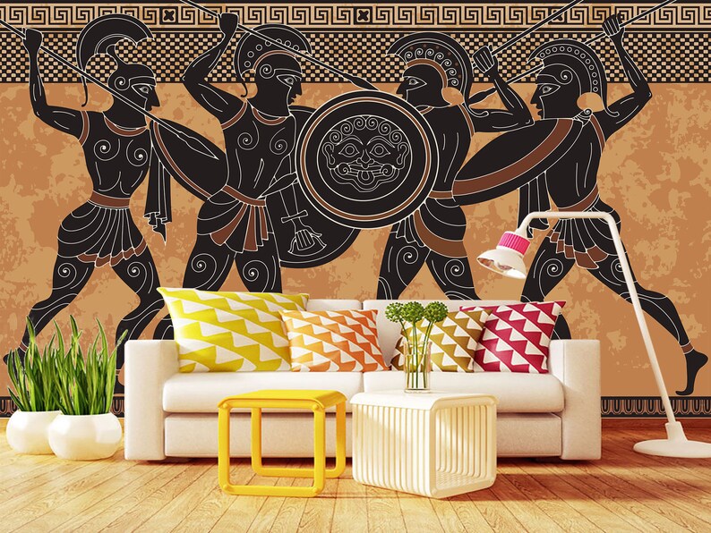 Sparta Greek Warriors Wallpaper Ancient Greek Mythology Wall - Etsy