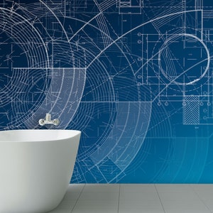 Blueprints Patent Wallpaper Architecture Peel and Stick & Art Wall ...