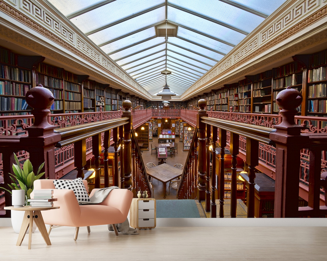 Library Books Wall Mural Peel and Stick Vinyl Wallpaper - Etsy