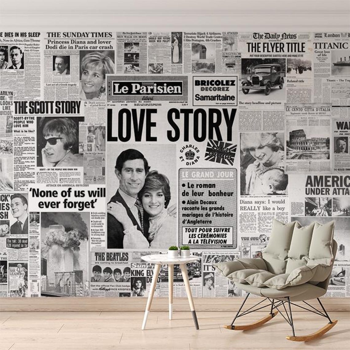 Newspaper Collage Wallpaper & Creative Vintage Journal News Self ...