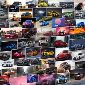 Cars Collage Wallpaper Kids Room Decor Sports Car & Wall Mural Cars ...