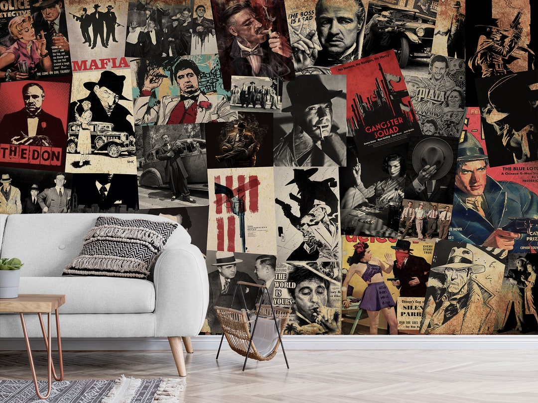 Mafia & Gangsters Wallpaper Vintage Wall Mural Famous Poster Gangsters ...