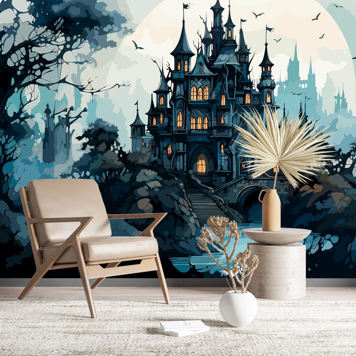 Wizards Castle Wallpaper & Wall Mural Kids Fantasy Print Magical Castle ...