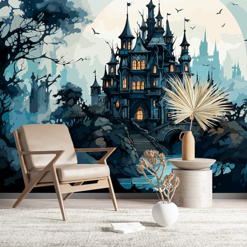Wizards Castle Wallpaper & Wall Mural Kids Fantasy Print Magical Castle ...