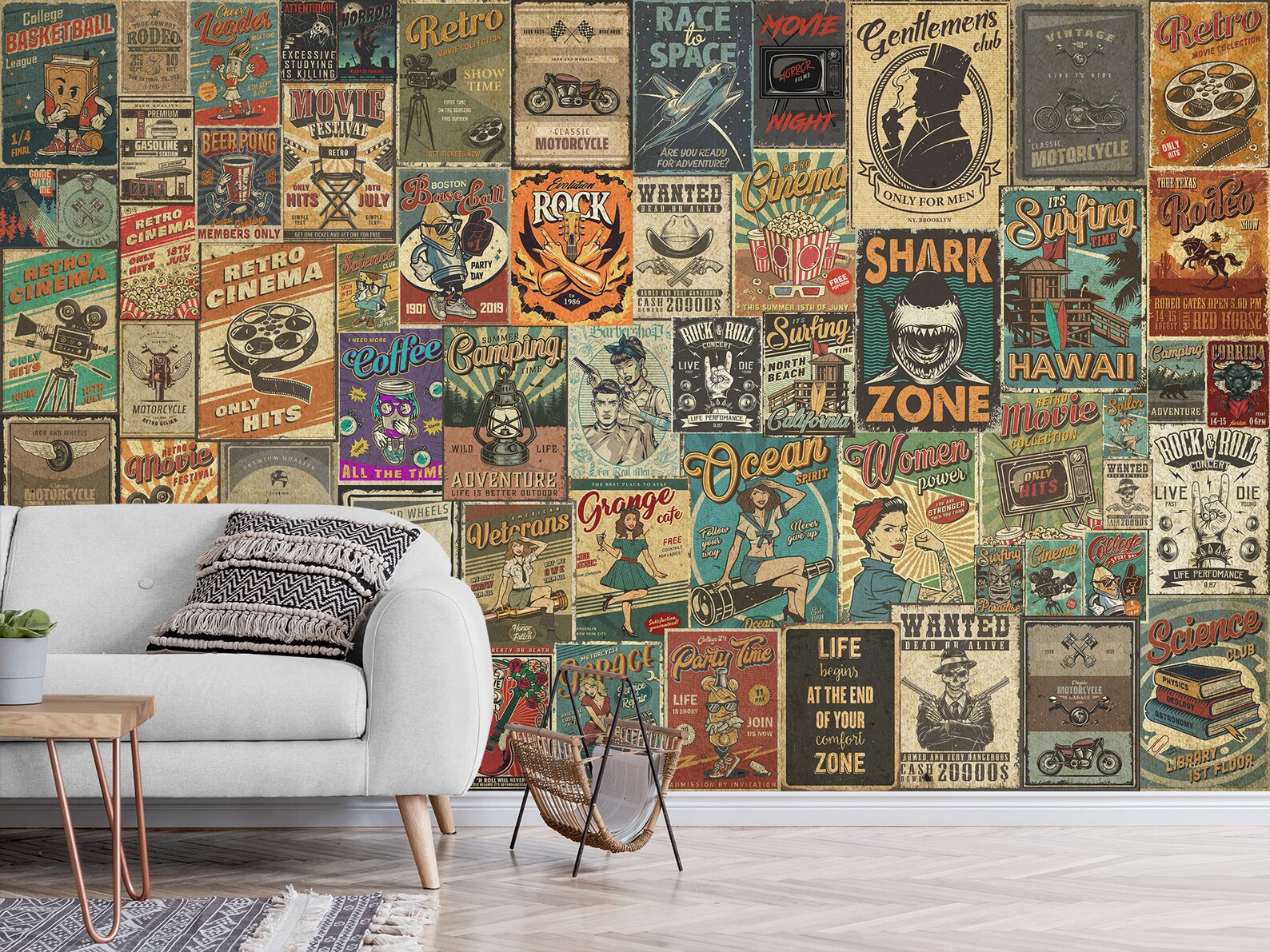 Retro Poster Wallpaper Pop Art Vintage Mural Collage Original - Etsy