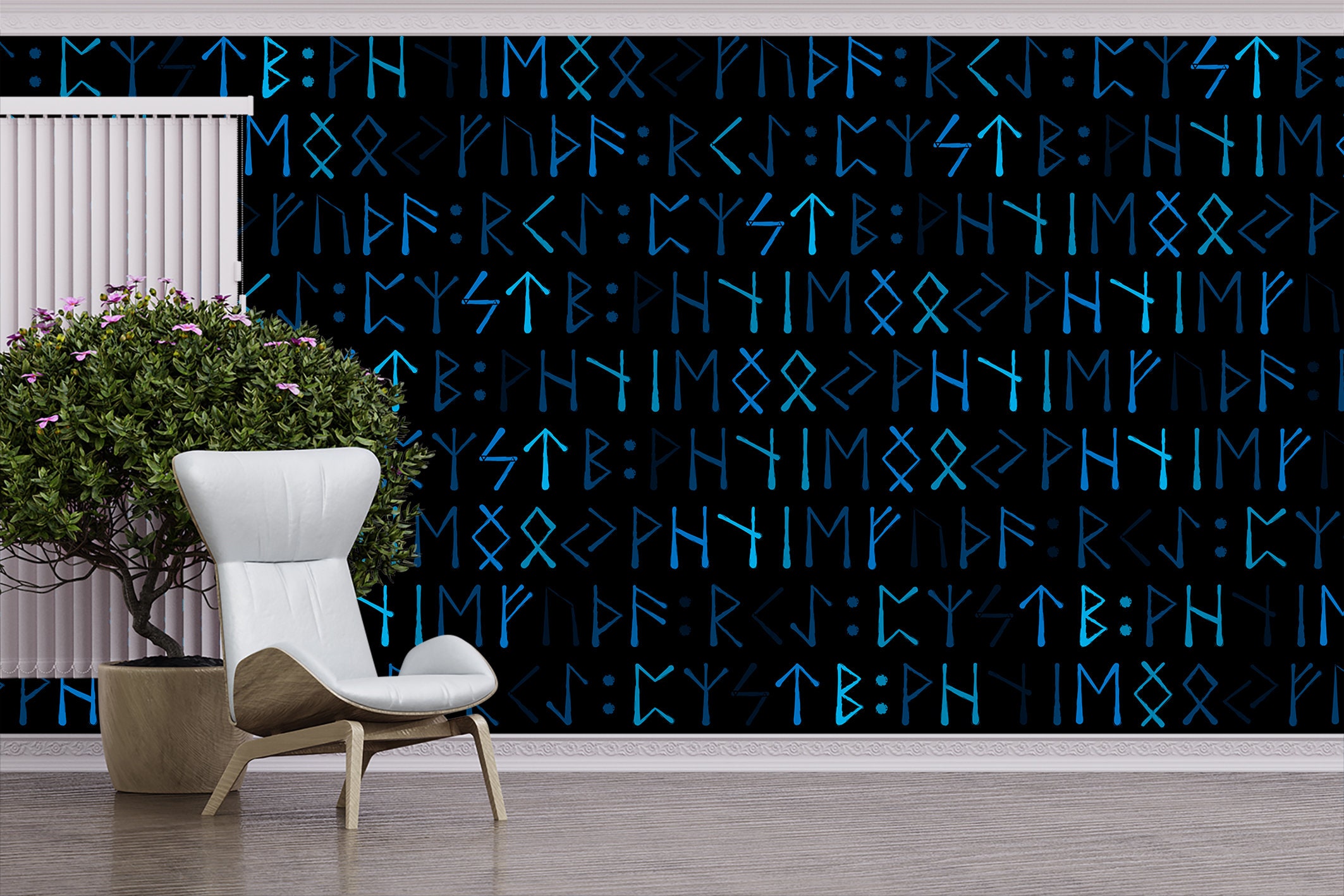 Runes Nordic Wallpaper Futhark Black Blue Protection & Symbols Viking ...