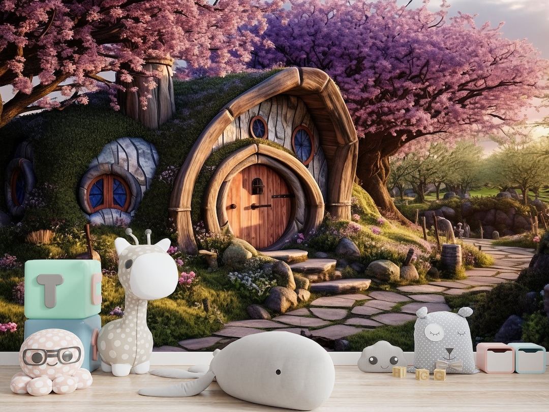 Hobbit House Wallpaper Fantasy Wall Mural Hobbiton Modern Enchanting ...