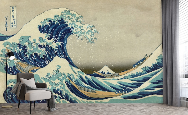 Great Wave off Kanagawa Wallpaper Mural - Peel and Stick Wall Decor - Etsy