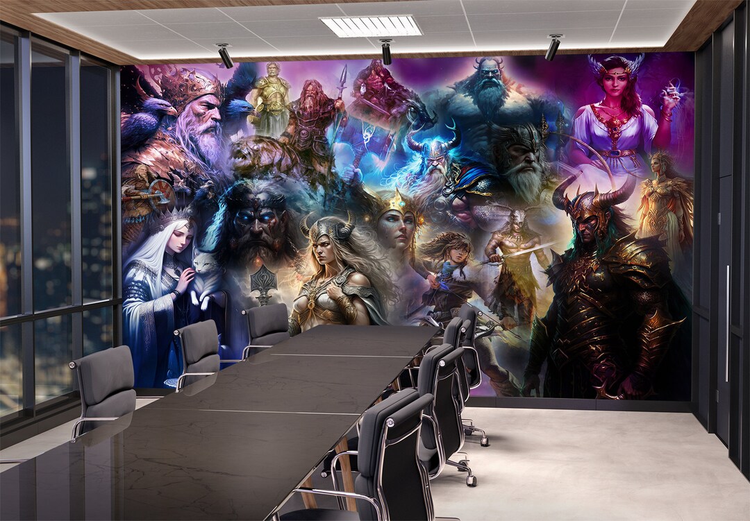 Scandinavian Gods Wallpaper Norse Mythology Wall Mural Thor Odin Loki ...